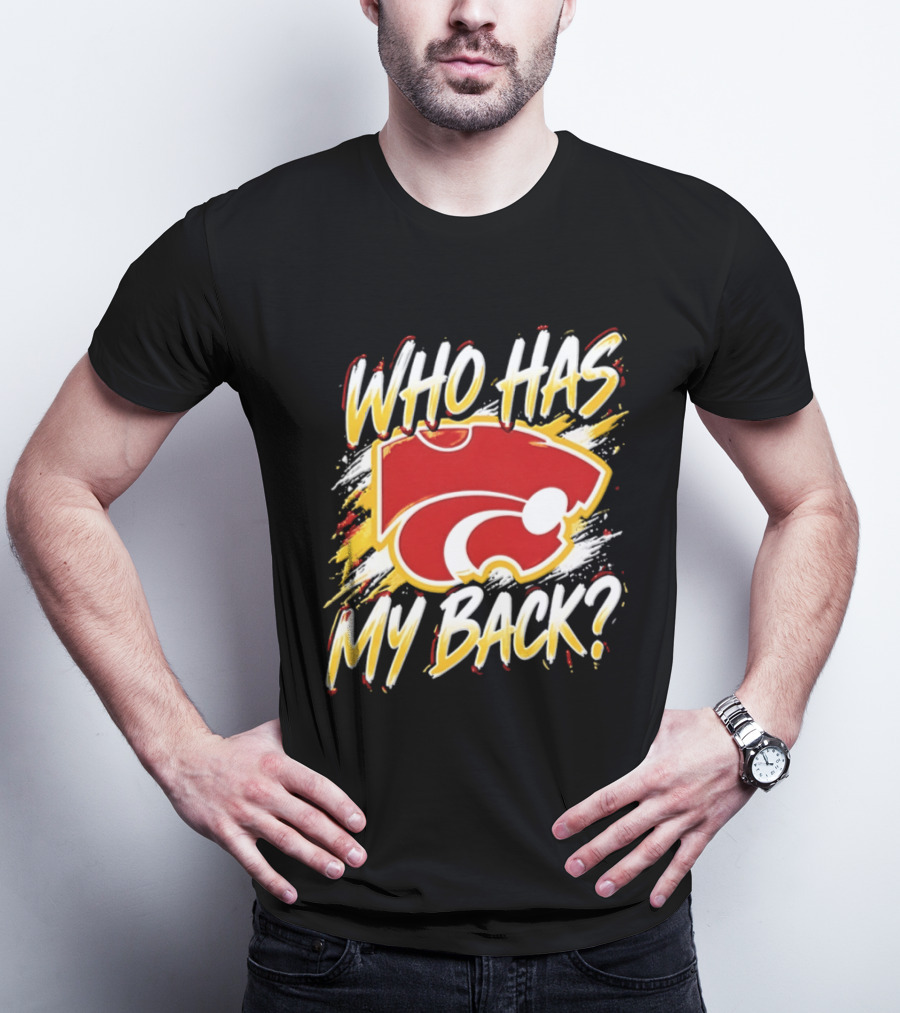 Wildcat Who Has My Back Bold Red And White Paw Print T-Shirt