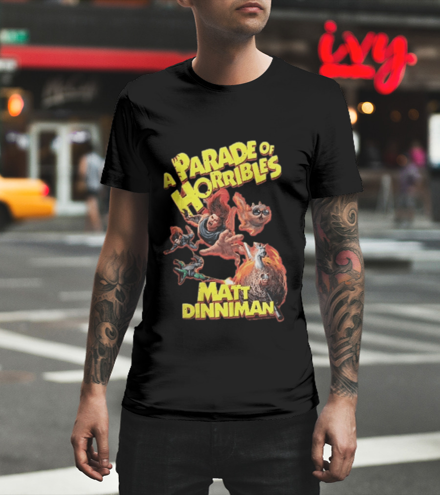 A Parade Of Horribles Matt Dinniman Action Fantasy Characters Flying Flaming Ball Adventure T-Shirt