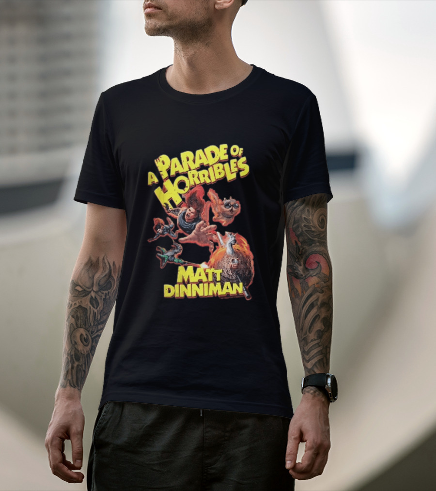 A Parade Of Horribles Matt Dinniman Action Fantasy Characters Flying Flaming Ball Adventure T-Shirt