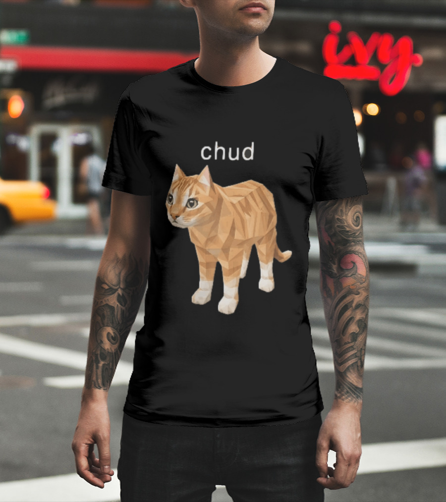 Chud Low Poly Geometric Orange Tabby Cat T-Shirt