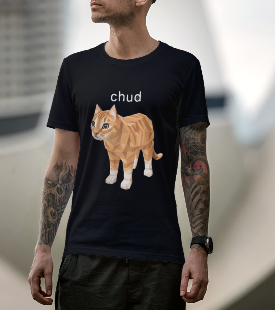 Chud Low Poly Geometric Orange Tabby Cat T-Shirt
