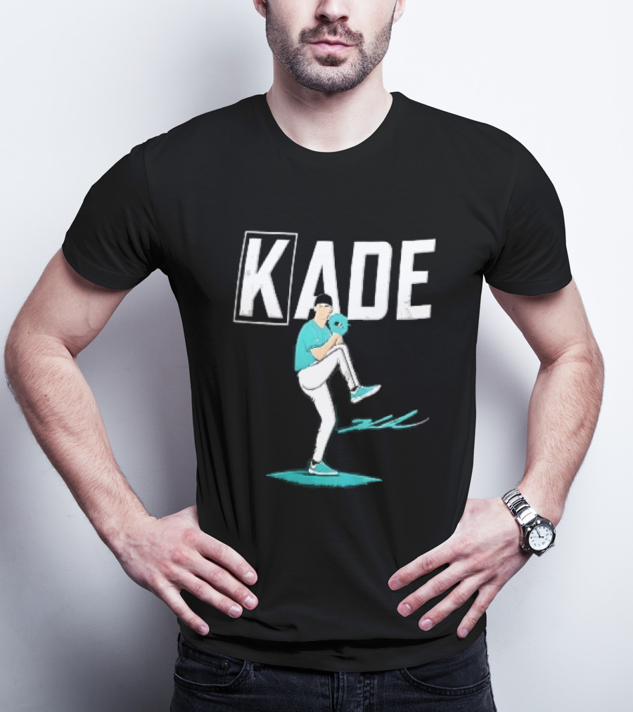 Kade Baseball Pitcher Teal Jersey Mound Action Cartoon T-Shirt