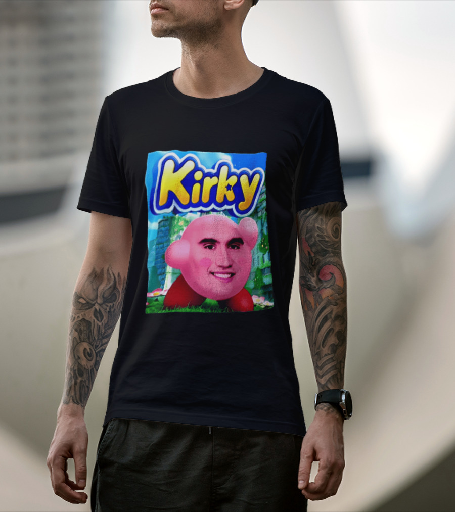Kirky Kirby Nintendo Inspired Face Mashup Retro Gaming Nostalgia T-Shirt