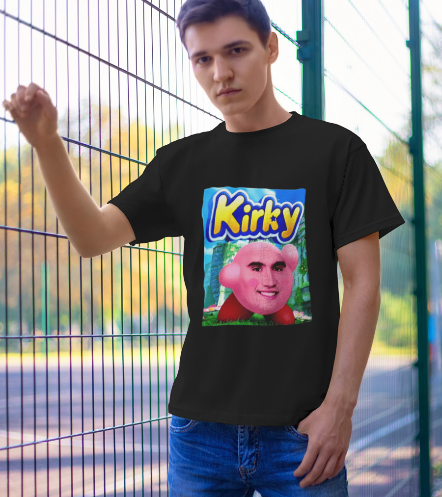 Kirky Kirby Nintendo Inspired Face Mashup Retro Gaming Nostalgia T-Shirt