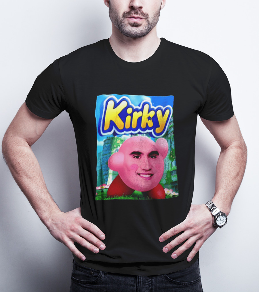 Kirky Kirby Nintendo Inspired Face Mashup Retro Gaming Nostalgia T-Shirt