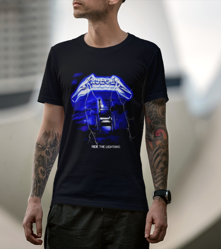 Krueger Ride The Lightning Wheelchair Electric Blue Thunderbolt T-Shirt