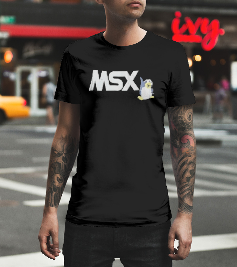 MSX Classic Pixel Penguin Video Game T-Shirt