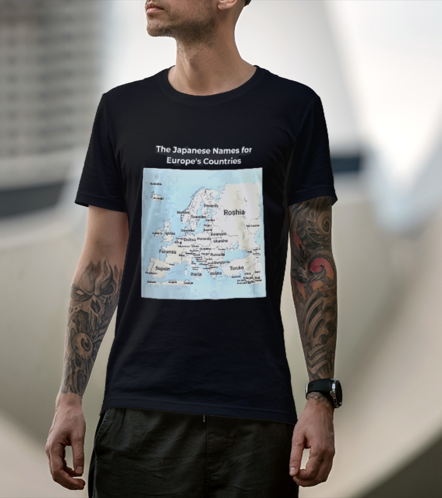 The Japanese Names For European Countries Map With Labels T-Shirt