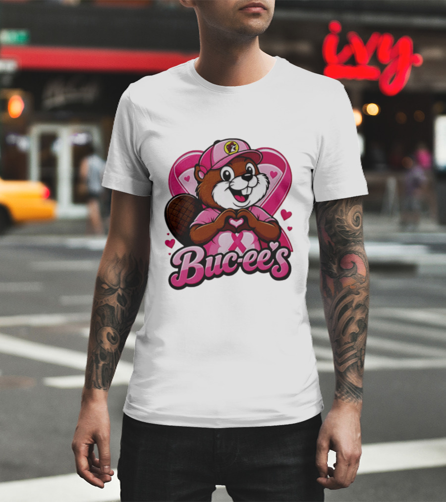Buc Ee's Pink Ribbon Beaver Breast Cancer Awareness T-Shirt