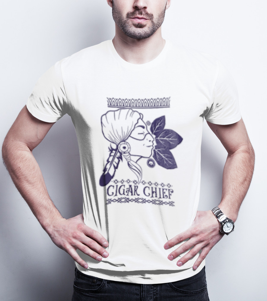 Cigar Chief Native American Smoking Profile T-Shirt