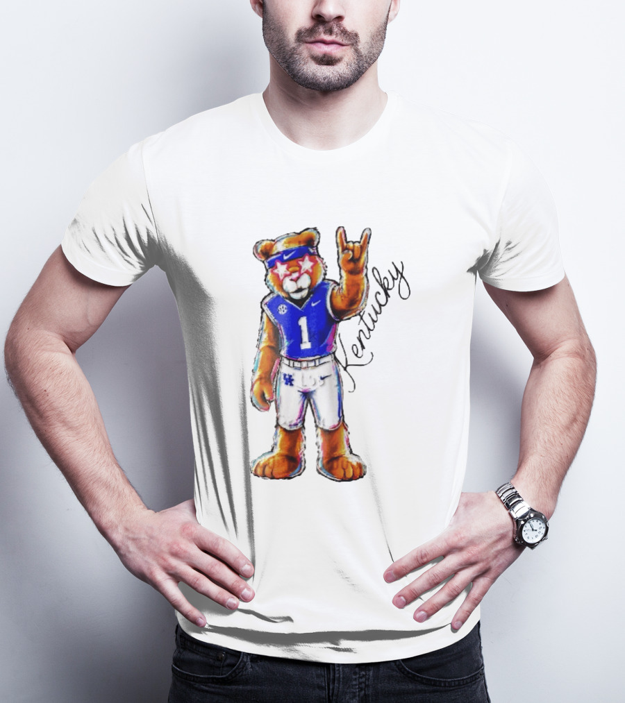 Kentucky Wildcats Mascot NCAA Pink Star Glasses Rock Sign T-Shirt