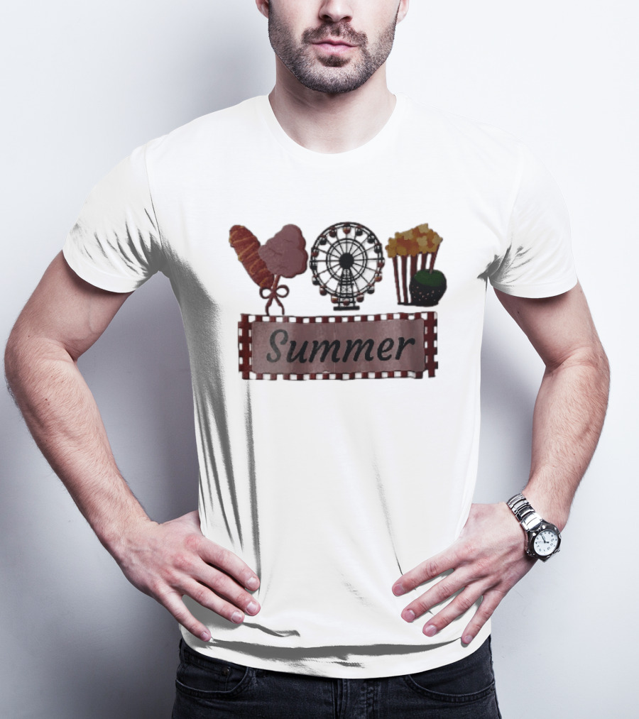 Summer Corn Dog Cotton Candy Ferris Wheel Popcorn Caramel Apple T-Shirt