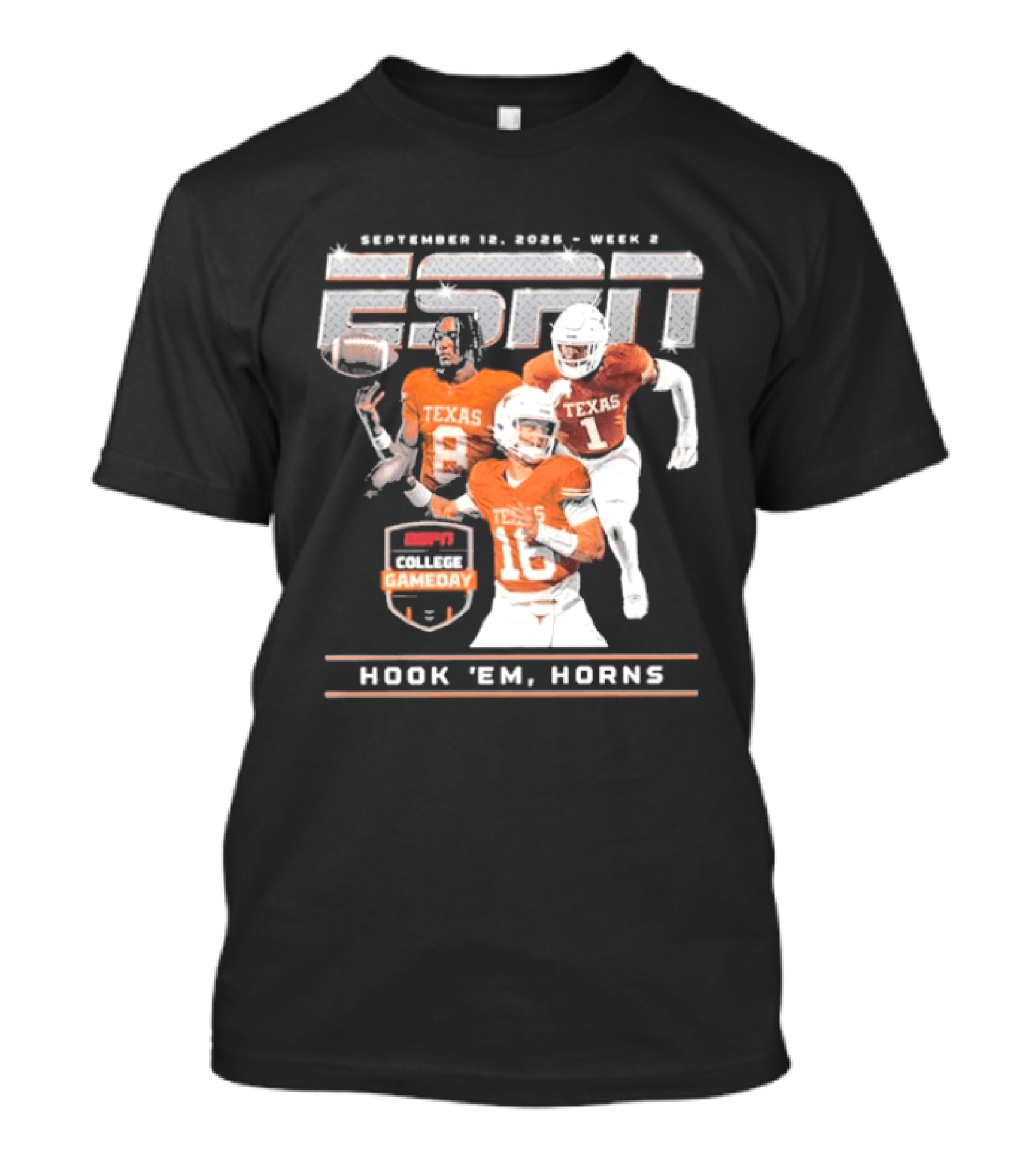 September 12 2026 ESPN College Gameday Texas Longhorns Hook 'Em Horns T-Shirt