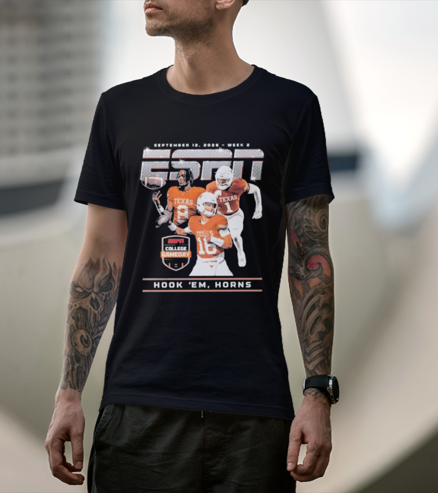 September 12 2026 ESPN College Gameday Texas Longhorns Hook 'Em Horns T-Shirt
