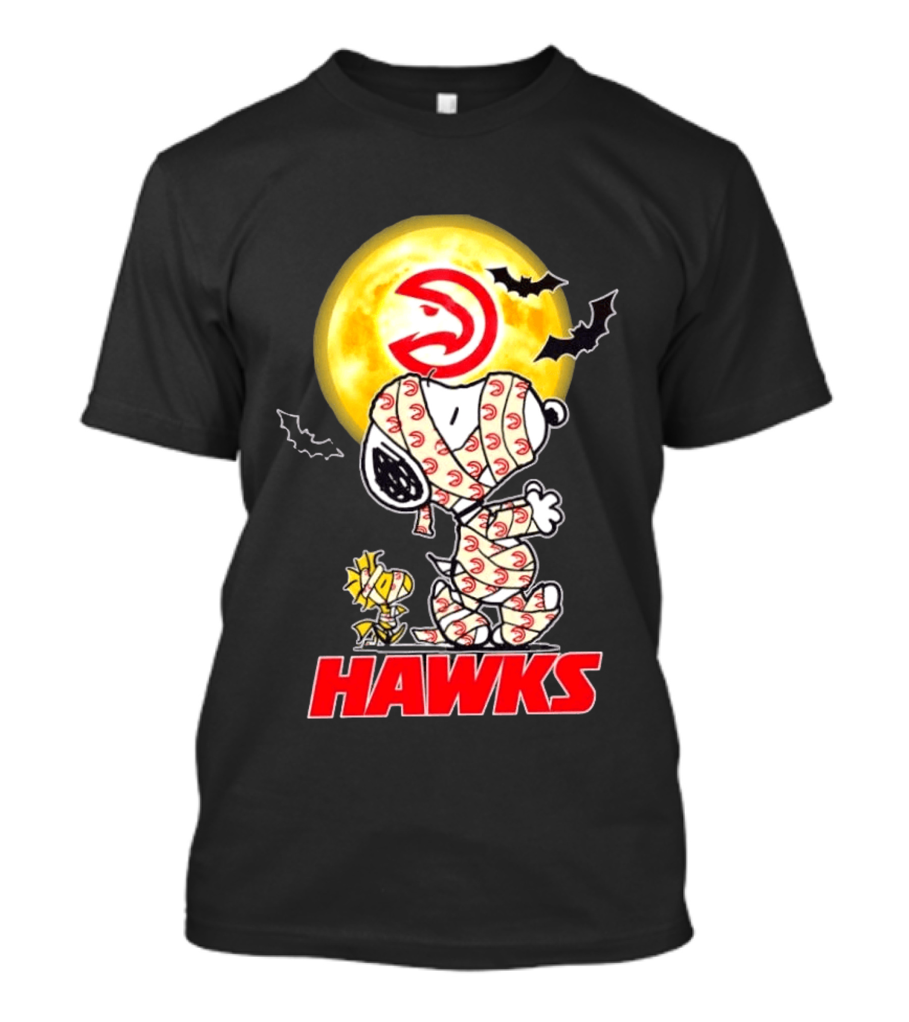 Atlanta Hawks Snoopy Woodstock Mummy Halloween Moon Bats T-Shirt