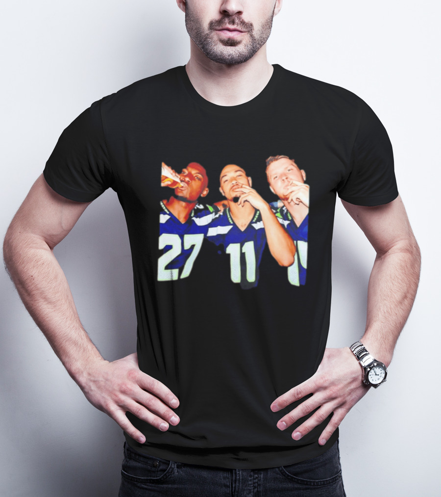 Avery Smith Jaxon Smith Njigba Sam Darnold Seattle Seahawks Smoking Image T-Shirt