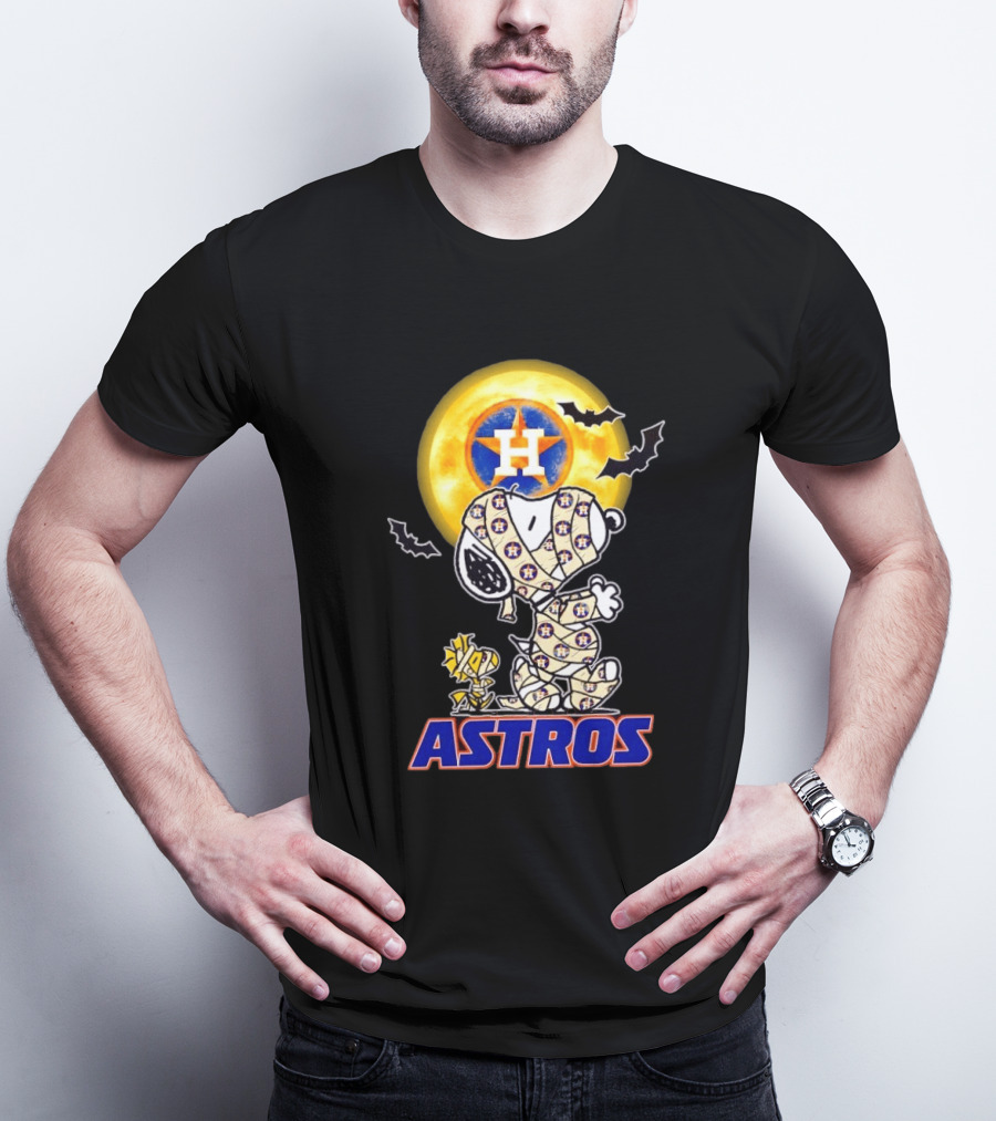 Houston Astros Snoopy Woodstock Halloween Mummy Cosplay T-Shirt