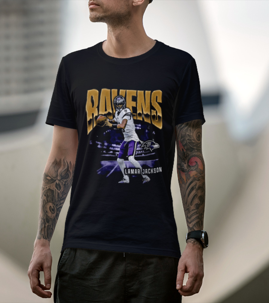 Ravens Lamar Jackson Football Iconic Quarterback T-Shirt