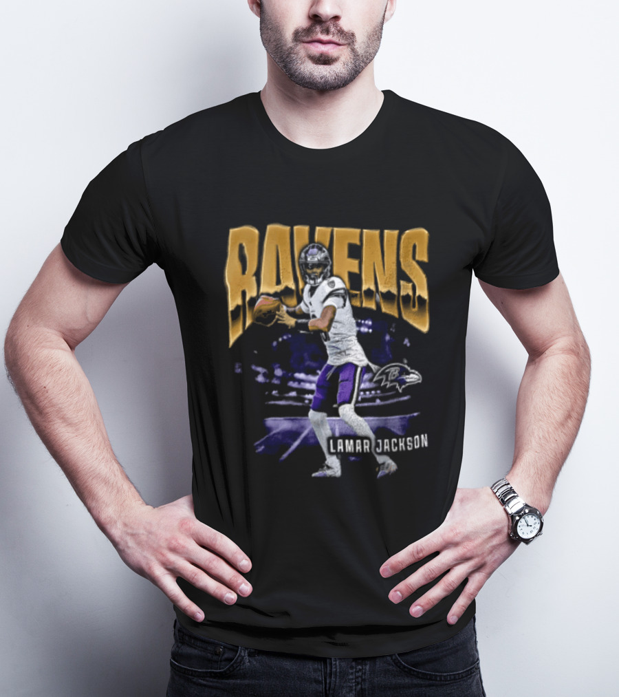 Ravens Lamar Jackson Football Iconic Quarterback T-Shirt