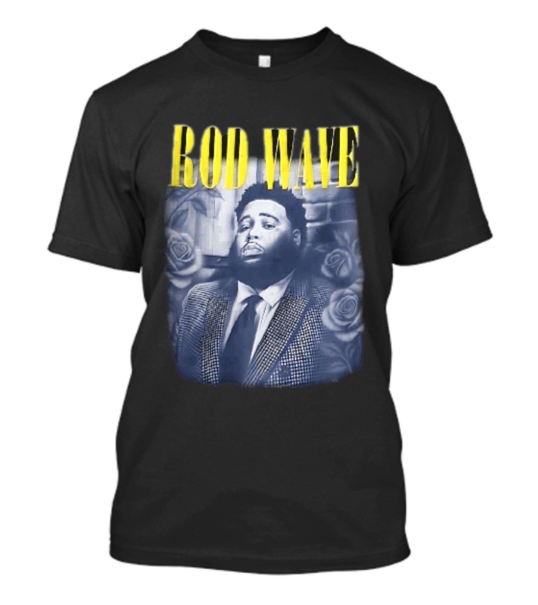 Rod Wave Yellow Bootleg Grayscale Suit Tie Roses Brick Wall T-Shirt