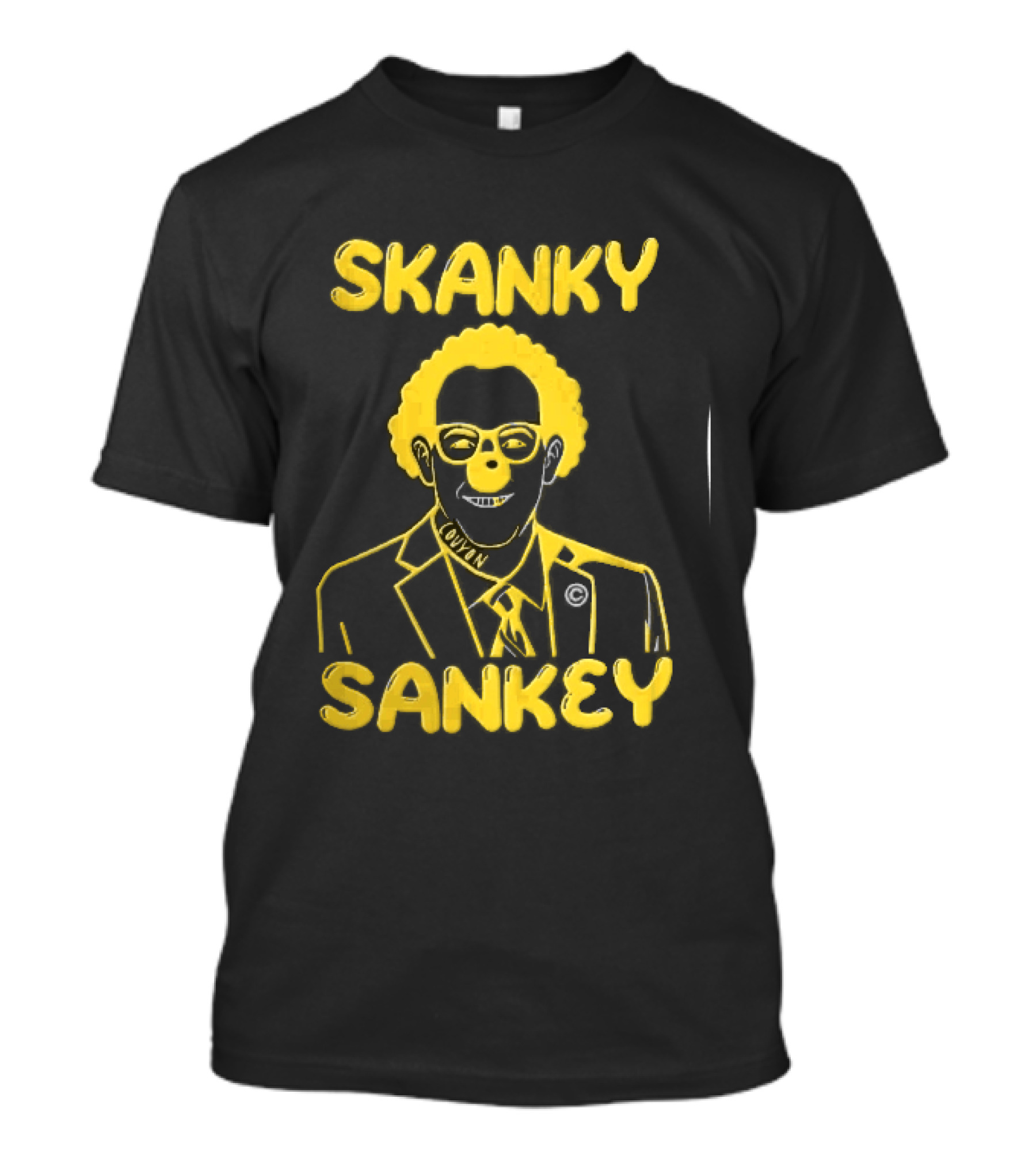 Skanky Sankey Couyon Clown Glasses Yellow Suit Caricature T-Shirt