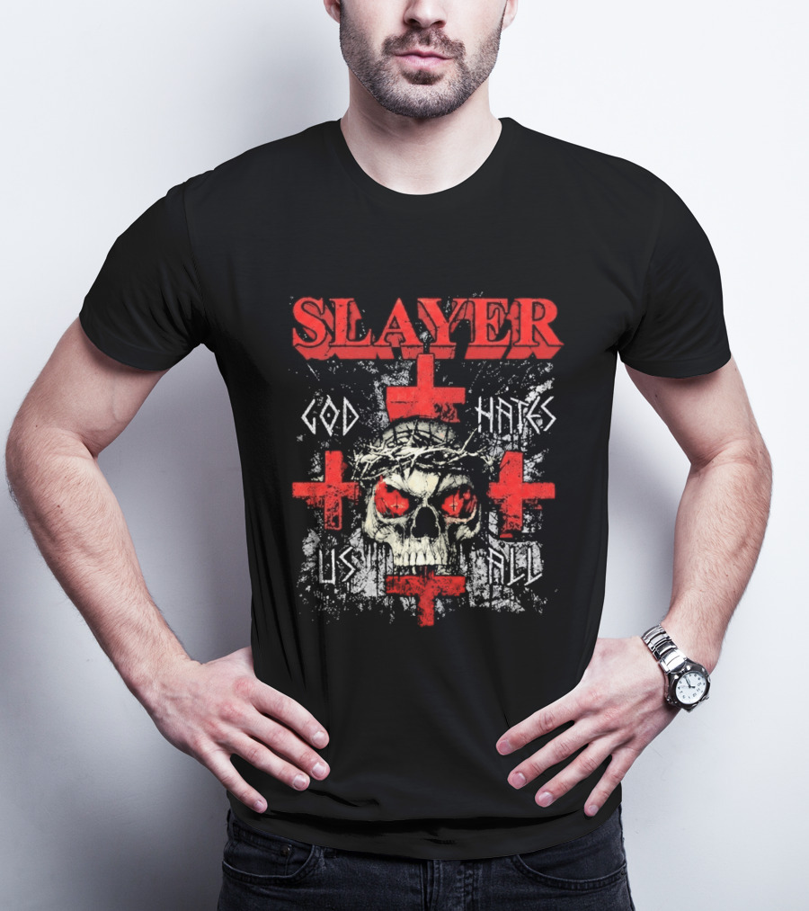 Slayer God Hates Us All Skull Red Crosses T-Shirt