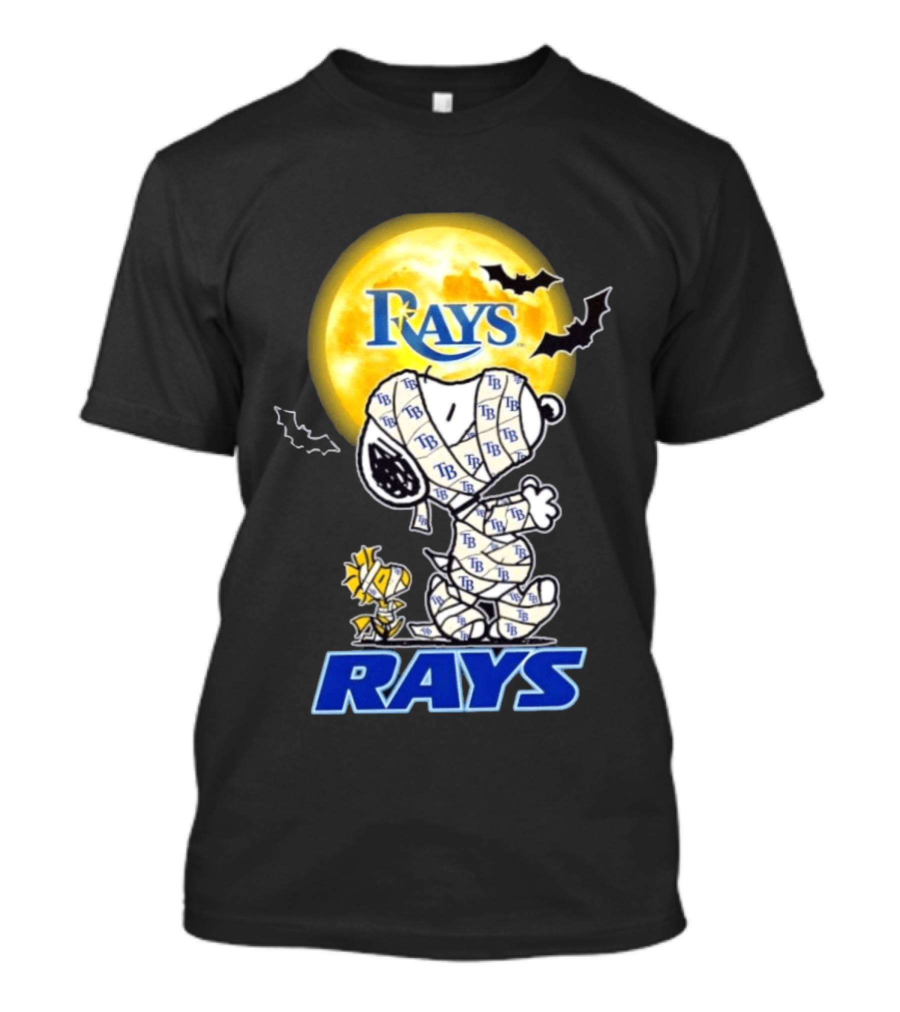 Tampa Bay Rays Snoopy Woodstock Halloween Mummy Moon Bats T-Shirt