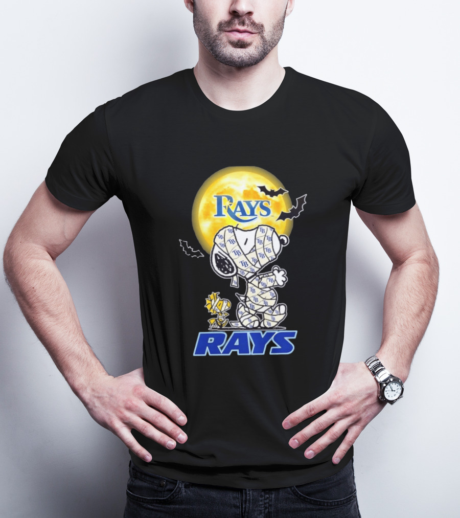 Tampa Bay Rays Snoopy Woodstock Halloween Mummy Moon Bats T-Shirt