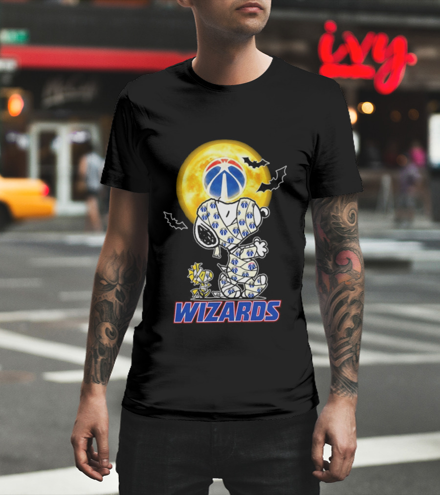 Washington Wizards Snoopy Woodstock Halloween Mummy Full Moon T-Shirt