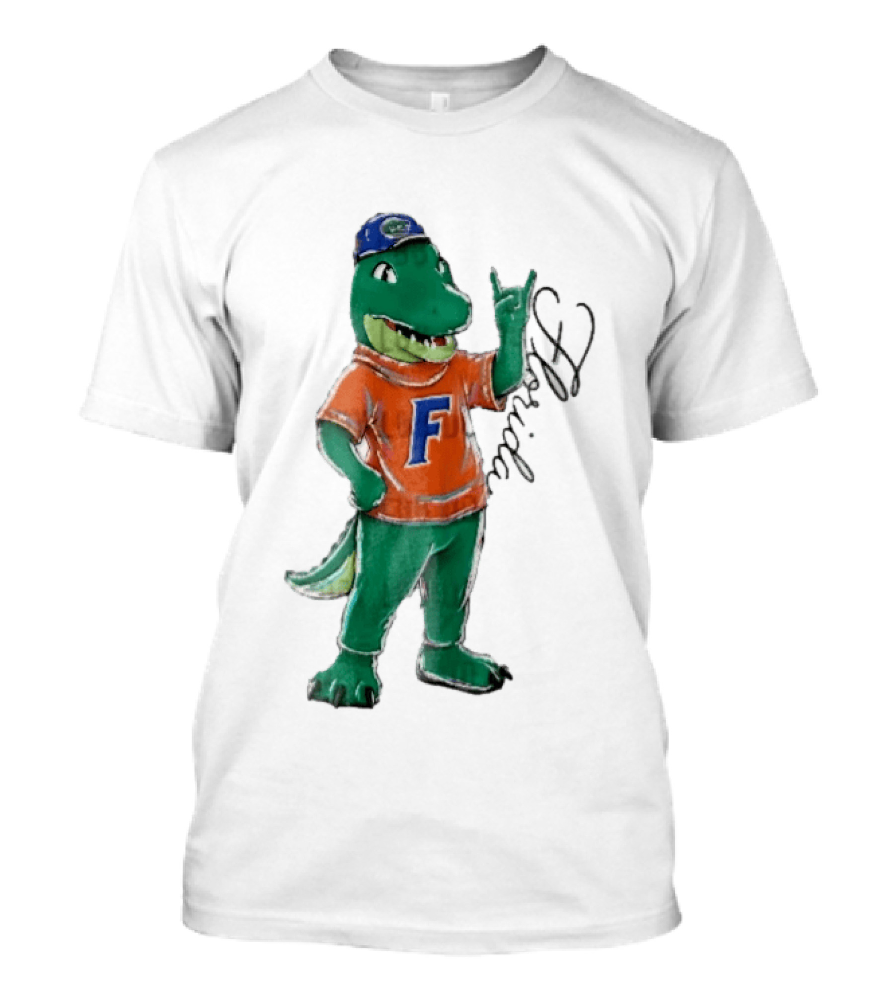 Florida Gators NCAA Albert Mascot Cartoon Alligator Raising Hand T-Shirt