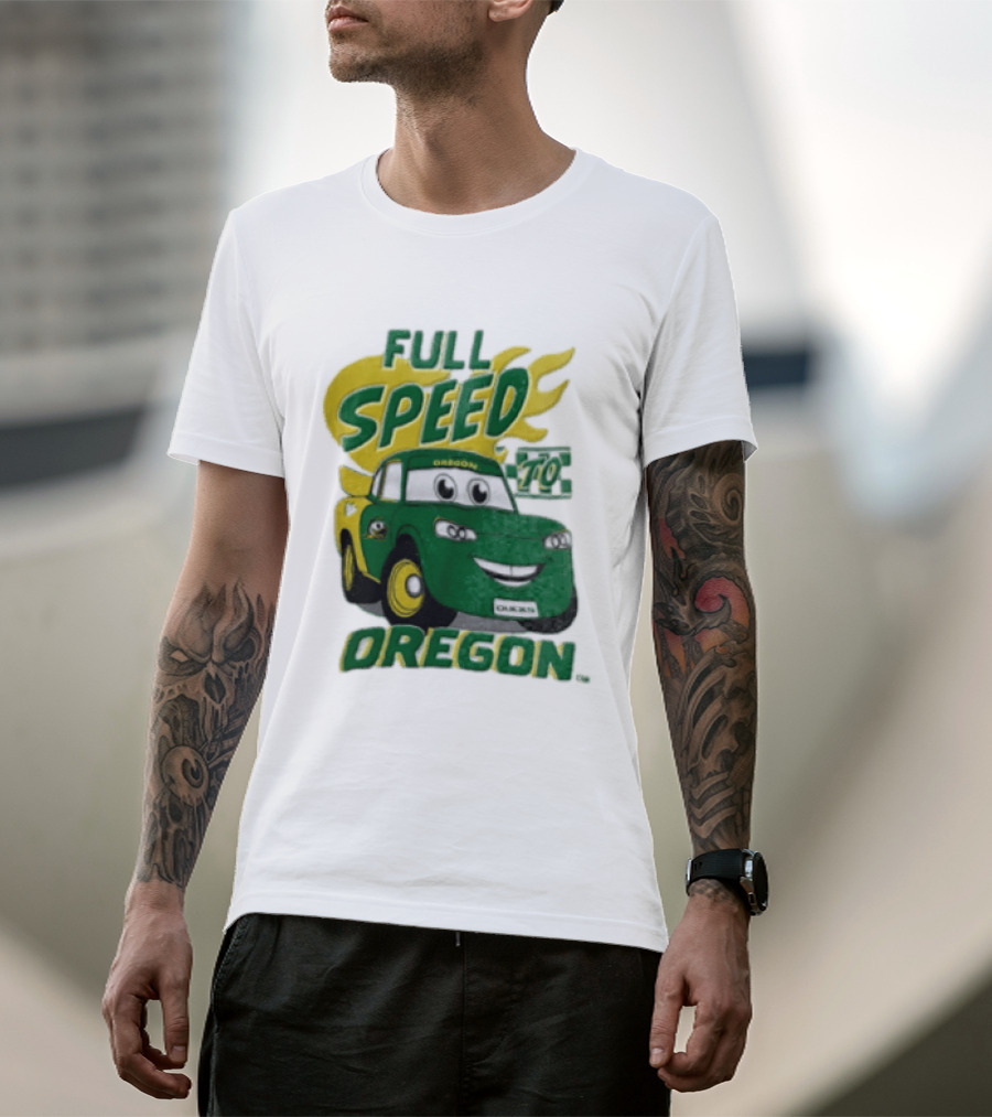 Full Speed Oregon Ducks Car Toon Sporting Team Spirit T-Shirt