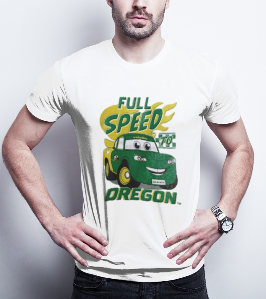 Full Speed Oregon Ducks Car Toon Sporting Team Spirit T-Shirt