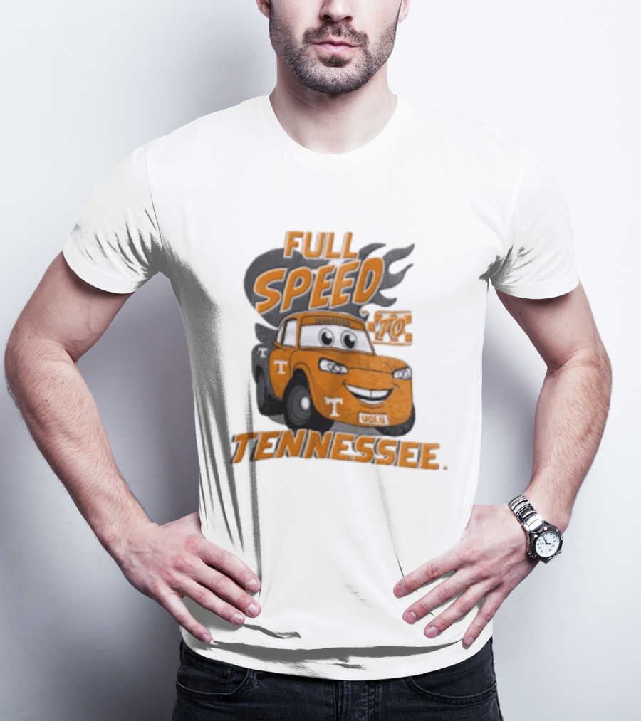 Full Speed Tennessee Vols Truck Cartoon With Flames And Number Plate T-Shirt