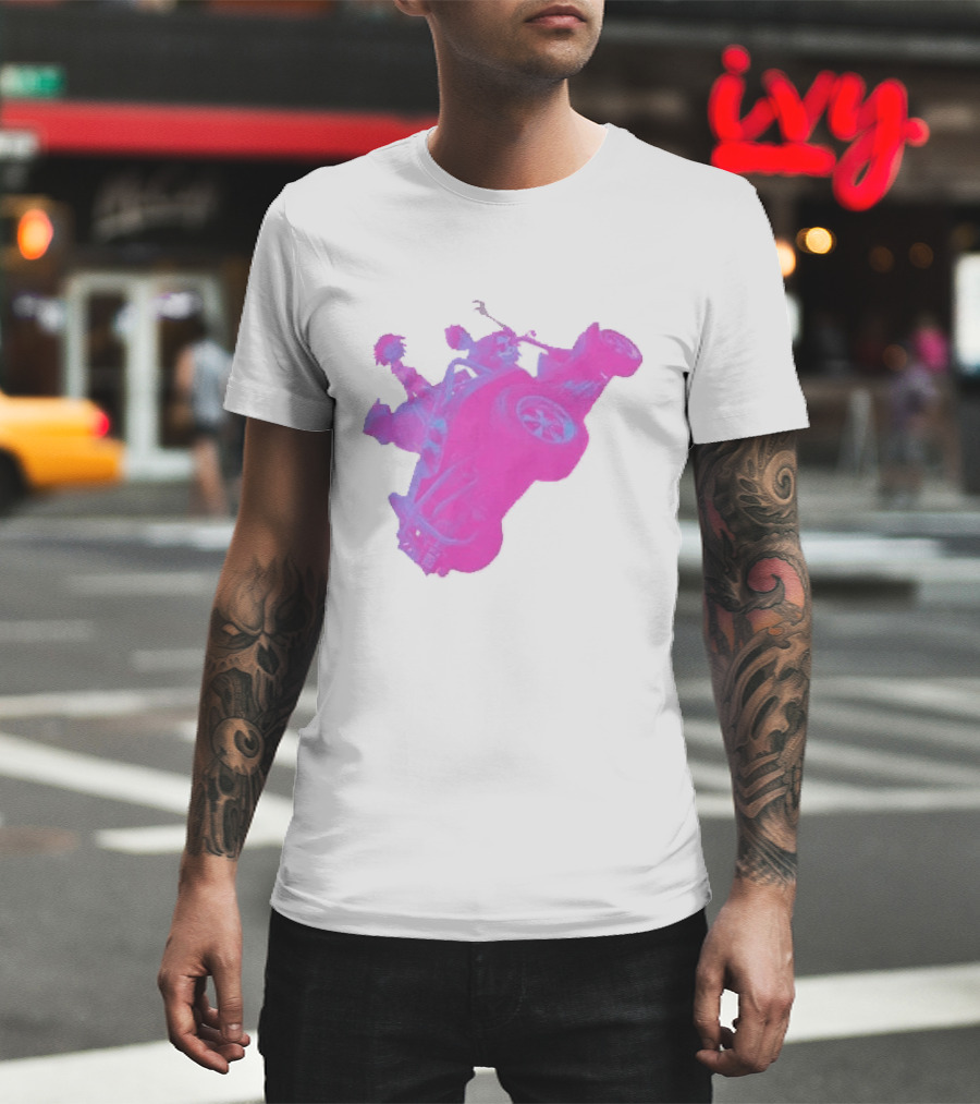 Hot Topic Gorillaz Neon Buggy Pink Blue Vehicle T-Shirt