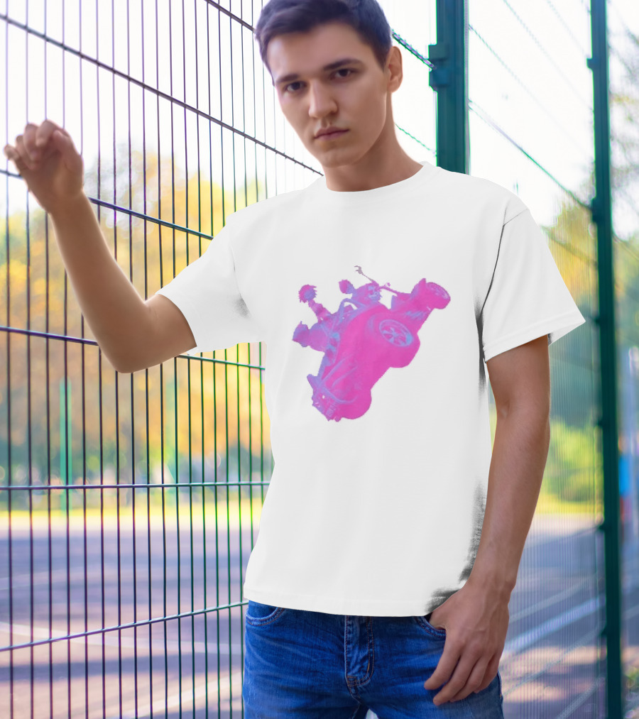 Hot Topic Gorillaz Neon Buggy Pink Blue Vehicle T-Shirt