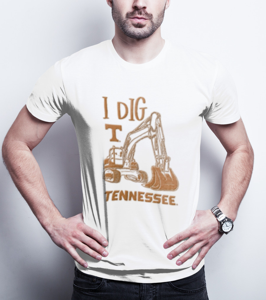 I Dig Tennessee Excavator Orange Text Construction Equipment T-Shirt