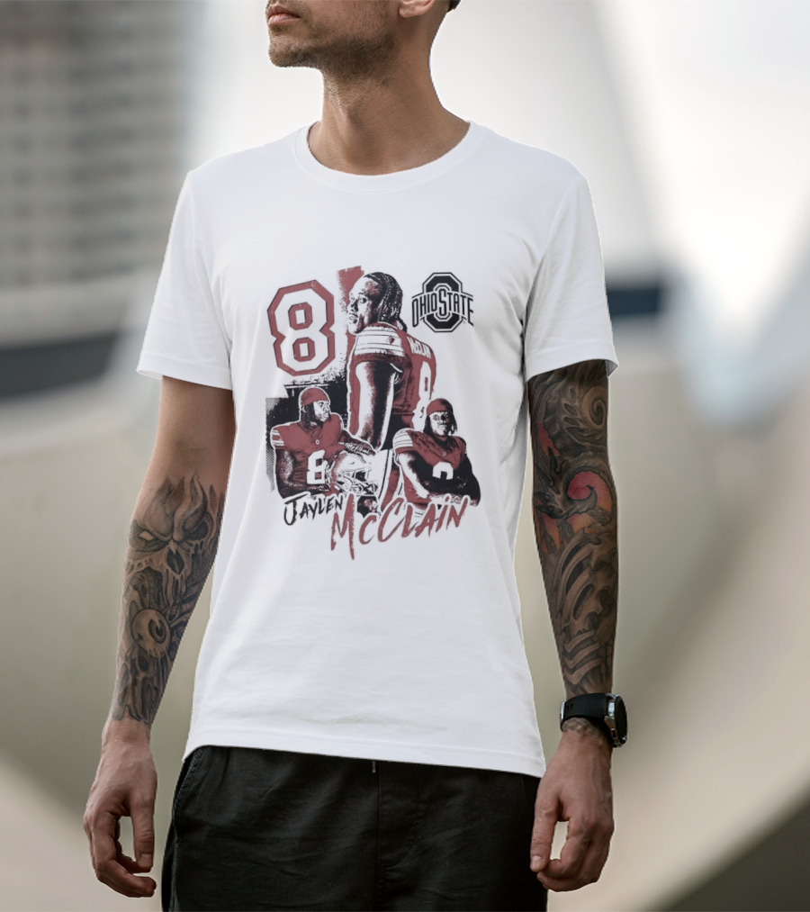 Ohio State Buckeyes Jaylen McClain No 8 Football Player T-Shirt