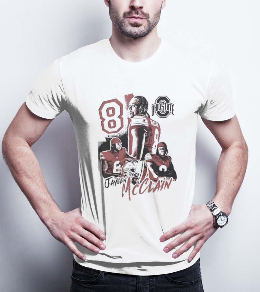 Ohio State Buckeyes Jaylen McClain No 8 Football Player T-Shirt