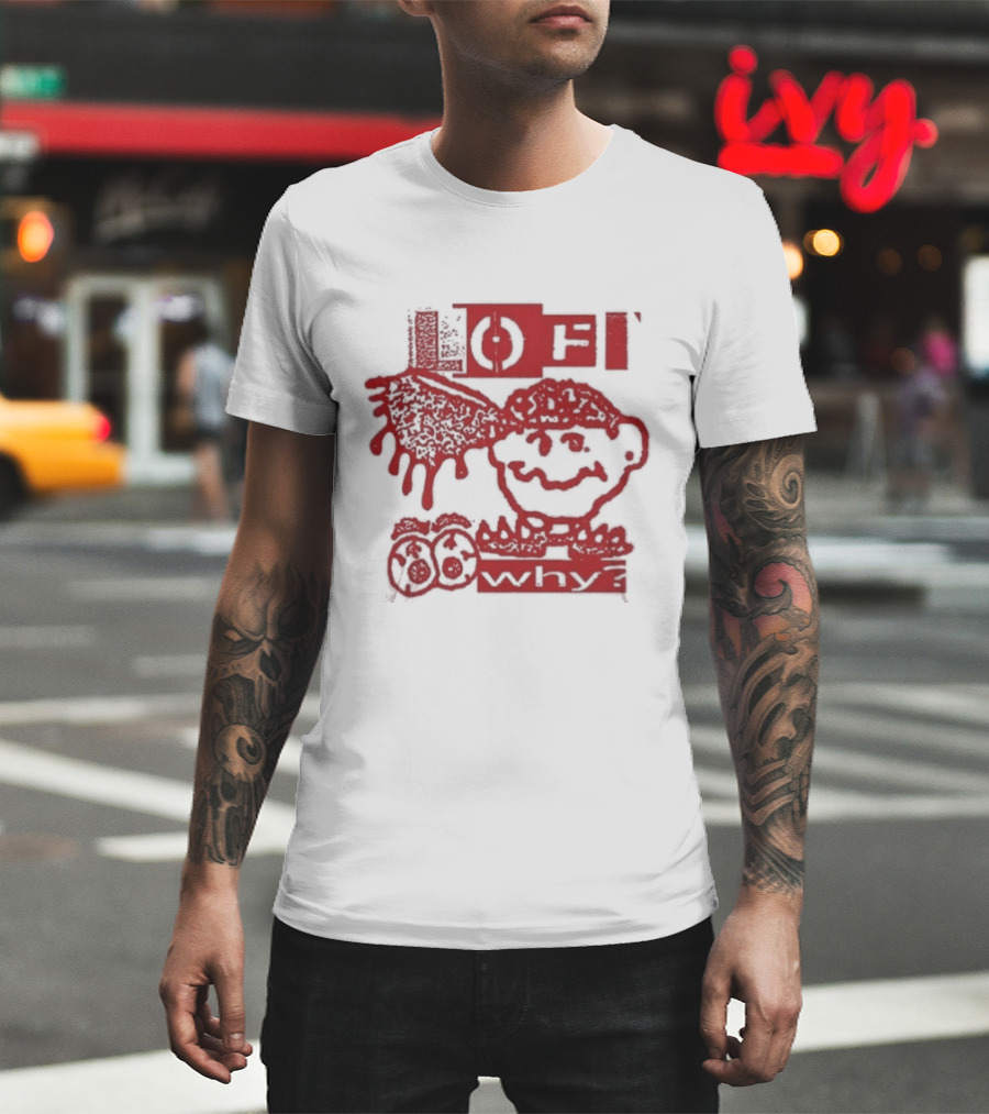 Lofi Why WDYM Pullover Hood Ash Smiley Face Dripping T-Shirt