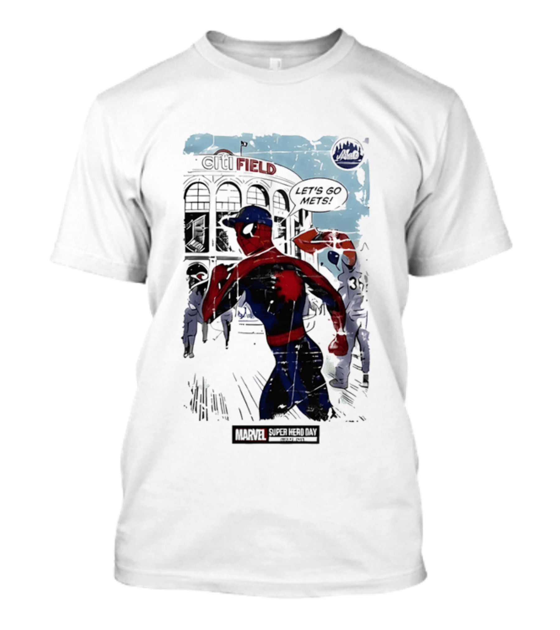 Marvel Spiderman Citi Field Let's Go Mets T-Shirt