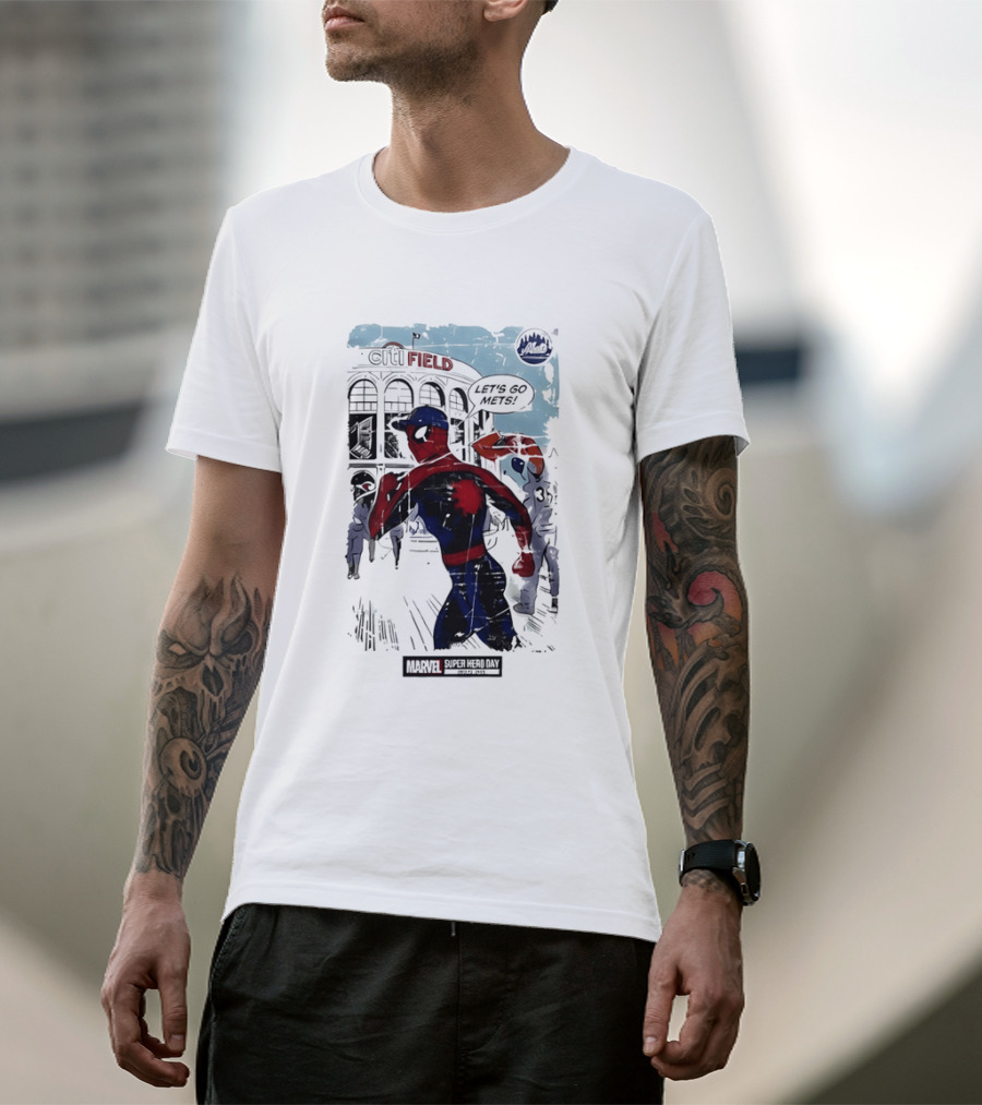 Marvel Spiderman Citi Field Let's Go Mets T-Shirt