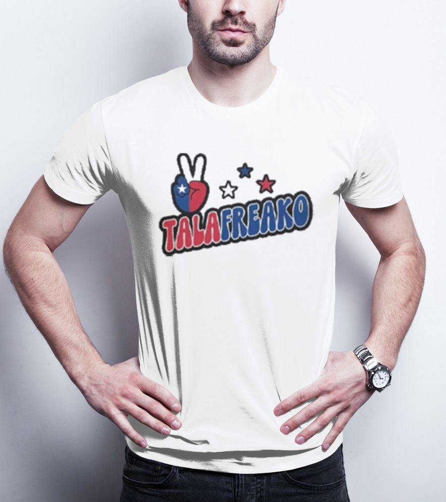 TALAFREAKO Chilean Flag Peace Sign Stars Patriotic T-Shirt