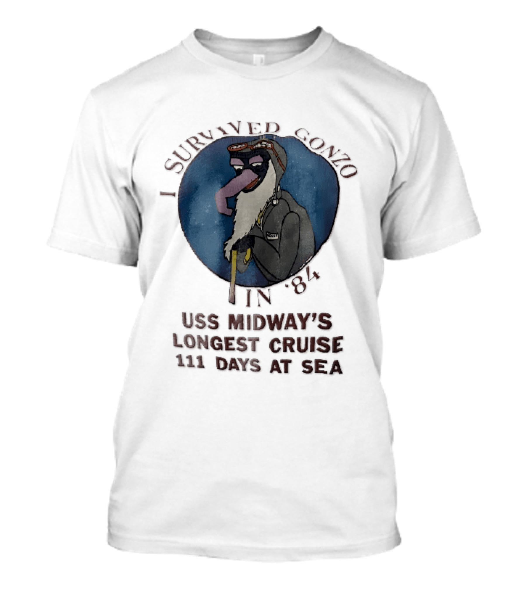 USS Midway I Survived Gonzo 1984 Longest Cruise 111 Days At Sea T-Shirt