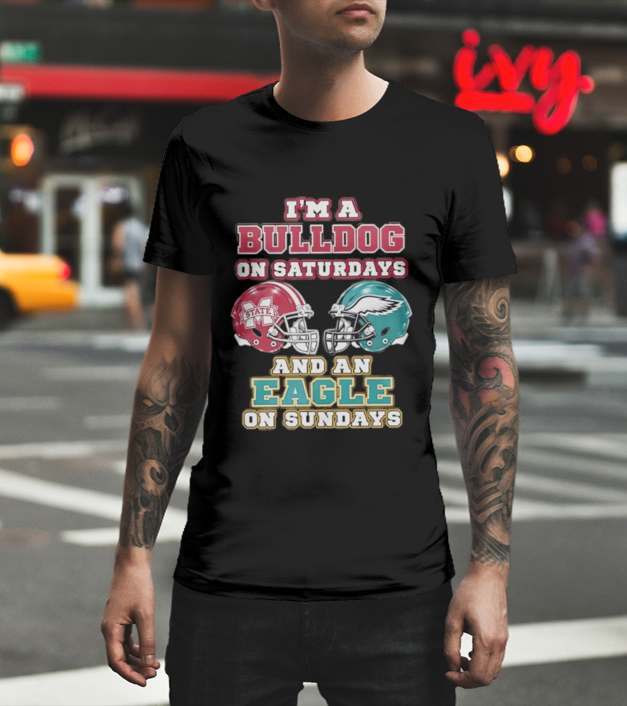 Mississippi State Bulldogs And Philadelphia Eagles Football Fan Saturdays And Sundays T-Shirt
