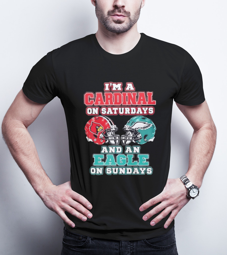 I'm A Cardinal On Saturdays And An Eagle On Sundays Football Helmets T-Shirt
