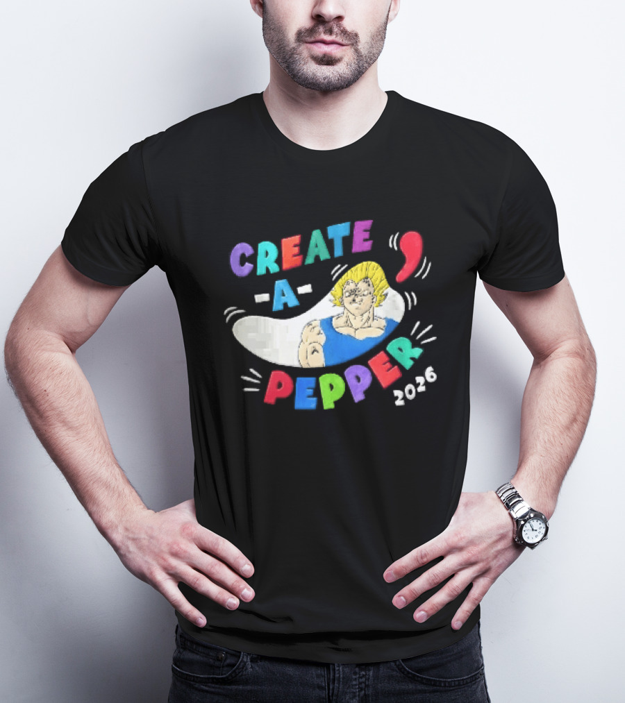 Create A Pepper 2026 Cartoon Anime Majin Vegeta T-Shirt