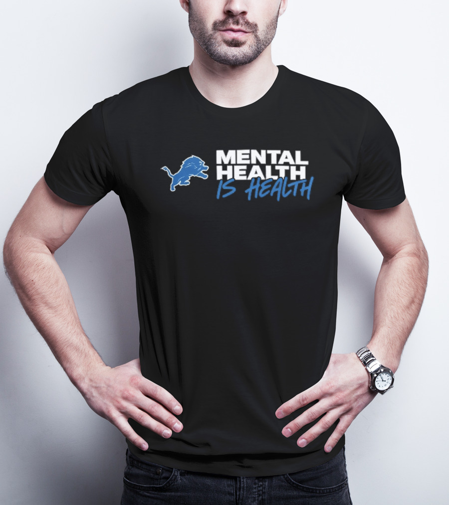 Detroit Lions Mental Health Is Health Blue Lion T-Shirt