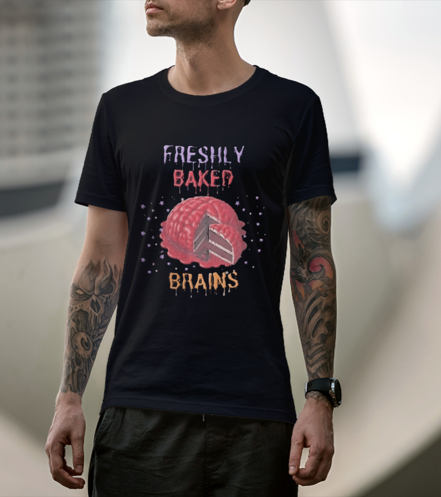Freshly Baked Brains Red Layered Cake Slice With Stars T-Shirt