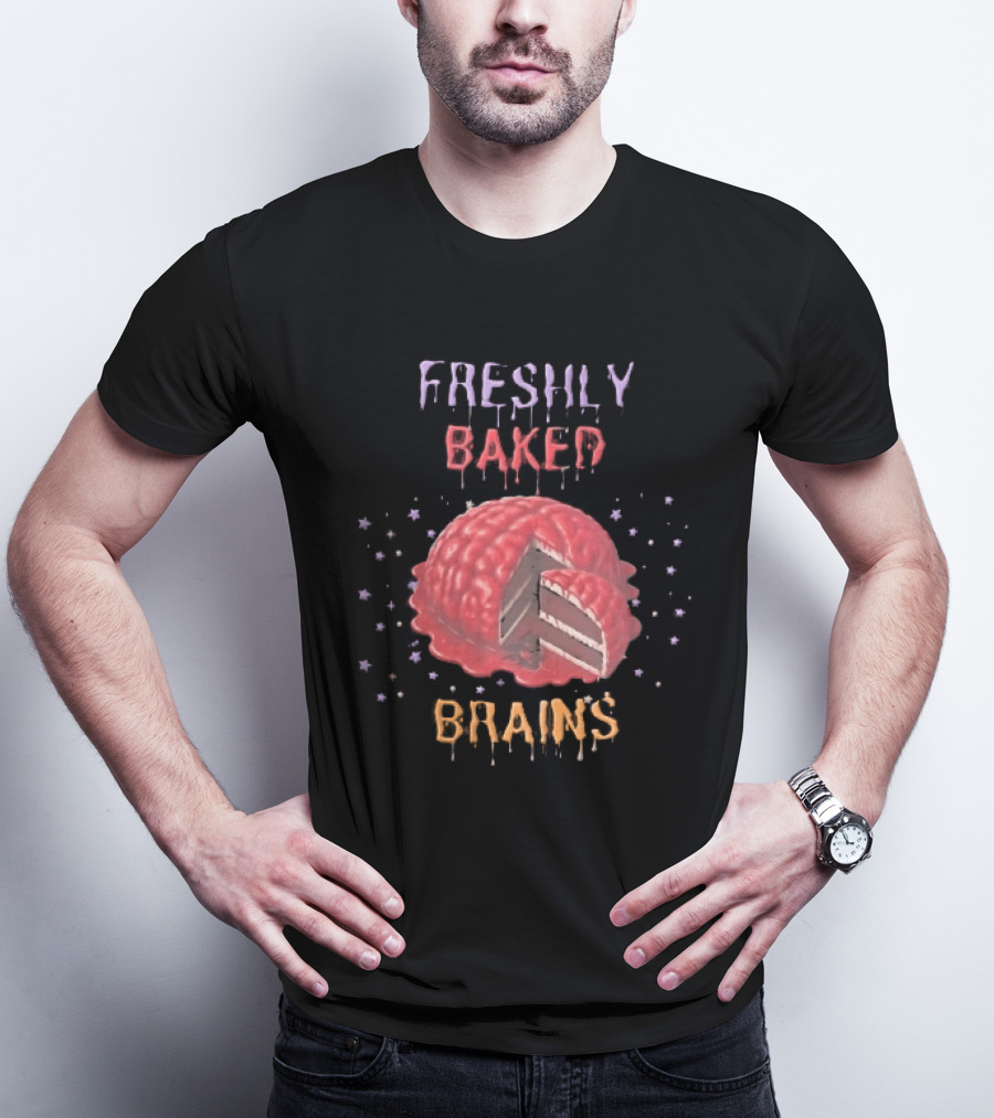 Freshly Baked Brains Red Layered Cake Slice With Stars T-Shirt