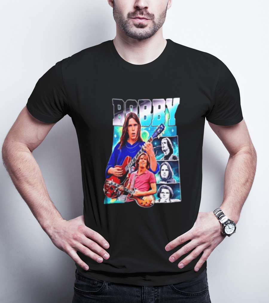 Bobby Guitarist Red Electric Guitar Collage Retro Photos T-Shirt